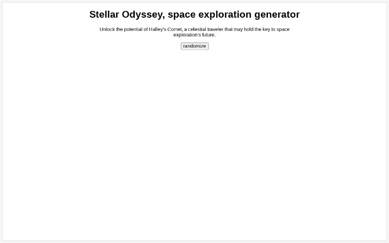 Stellar Odyssey, space exploration generator