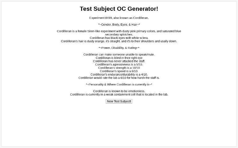 Test Subject OC Generator!