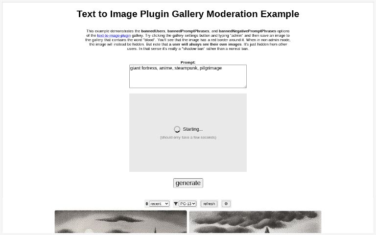 Text to Image Plugin Gallery Moderation Example