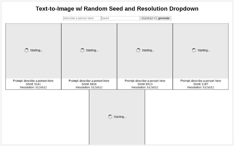 Text-to-Image w/ Random Seed and Resolution Dropdown ― Perchance Generator