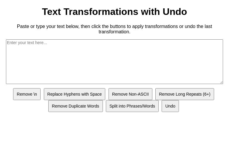 Text Transformations with Undo ― Perchance Generator