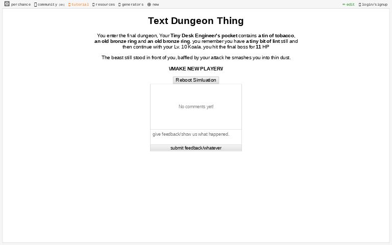 Text Dungeon Thing ― Perchance Generator