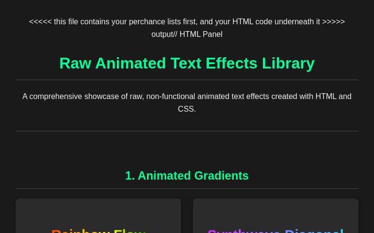 Raw Animated Text Effects Library ― Perchance Generator