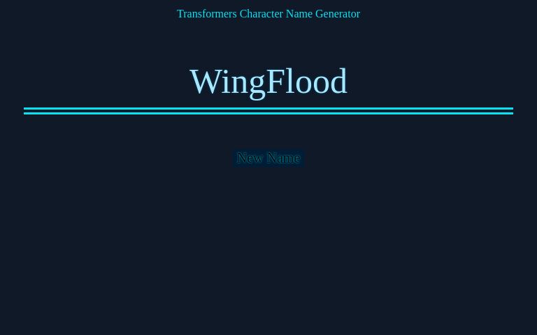 Transformers Character Name Generator
