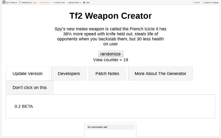 Tf2 Weapon Creator ― Perchance Generator
