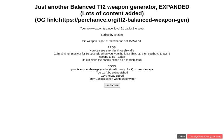 Just another Balanced Tf2 weapon generator, EXPANDED (Lots of content ...