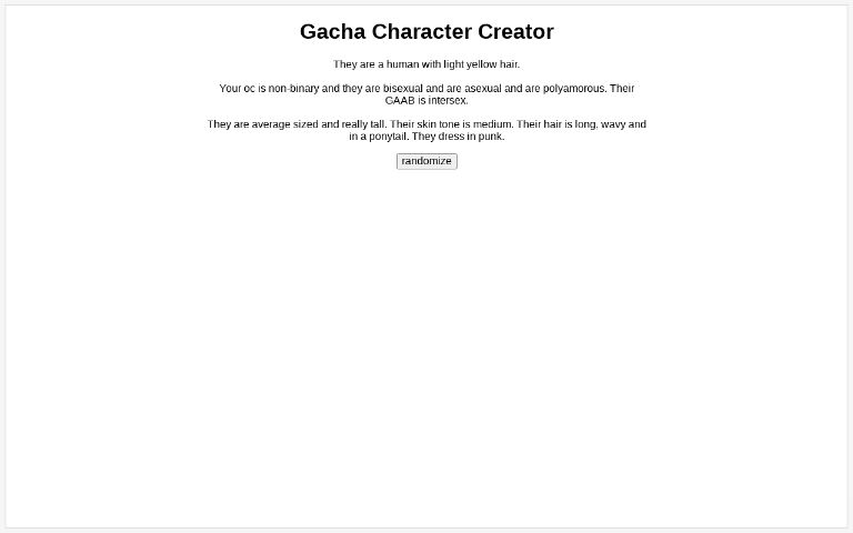 Gacha Character Creator ― Perchance Generator