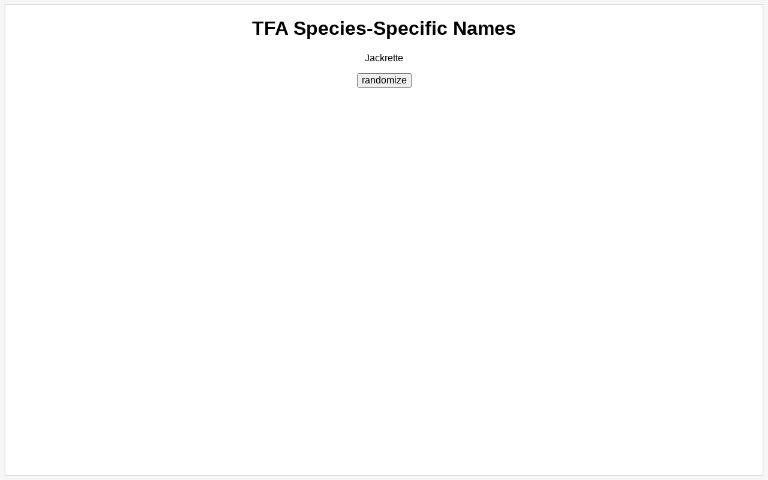 TFA Species-Specific Names ― Perchance Generator