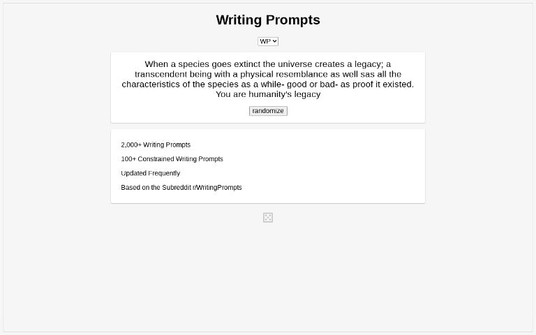 Writing Prompts ― Perchance Generator