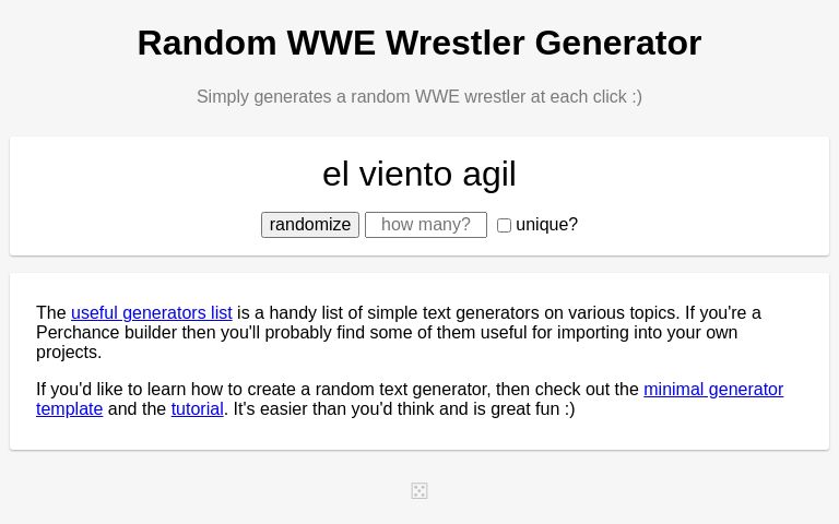 Random WWE Wrestler Generator