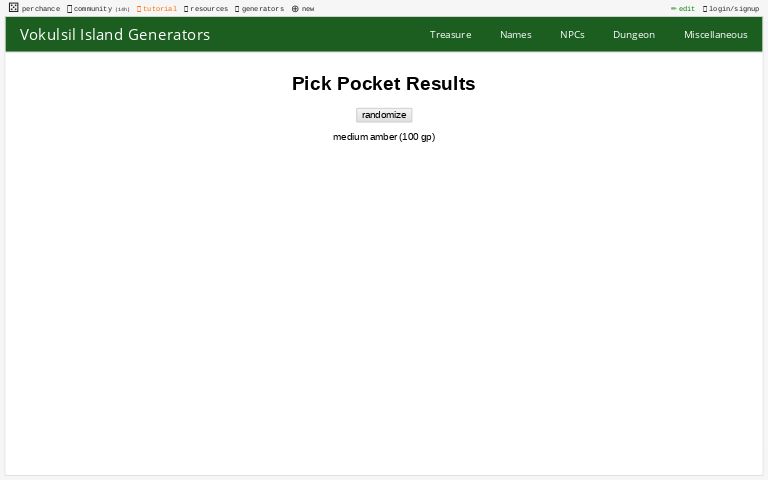 Pick Pocket Results ― Perchance Generator