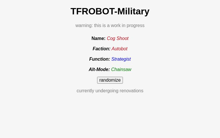 TFROBOT-Military ― Perchance Generator