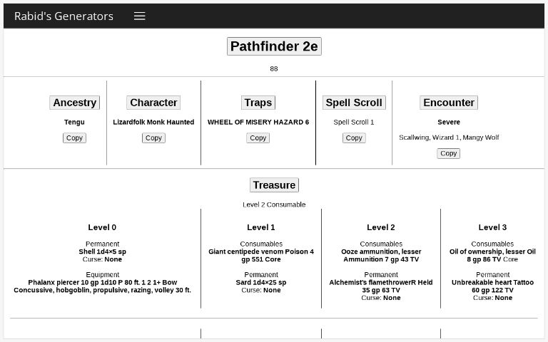 Pathfinder 2e ― Perchance Generator