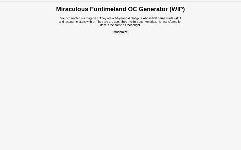 Miraculous Funtimeland OC Generator (WIP)