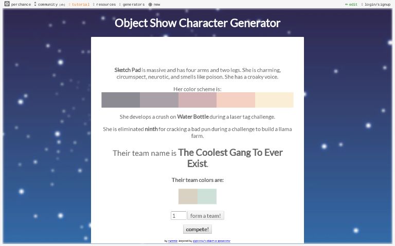 Object Show Character Generator