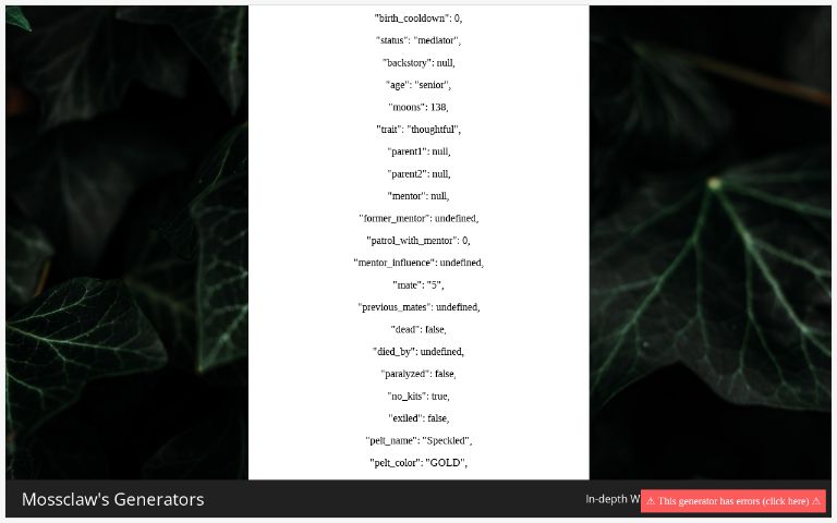 Mossclaw's Clangen Generator