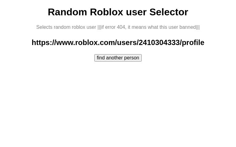 Random Roblox user Selector ― Perchance Generator