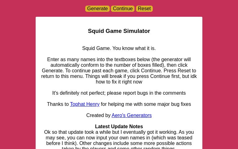 Squid Game Simulator ― Perchance Generator