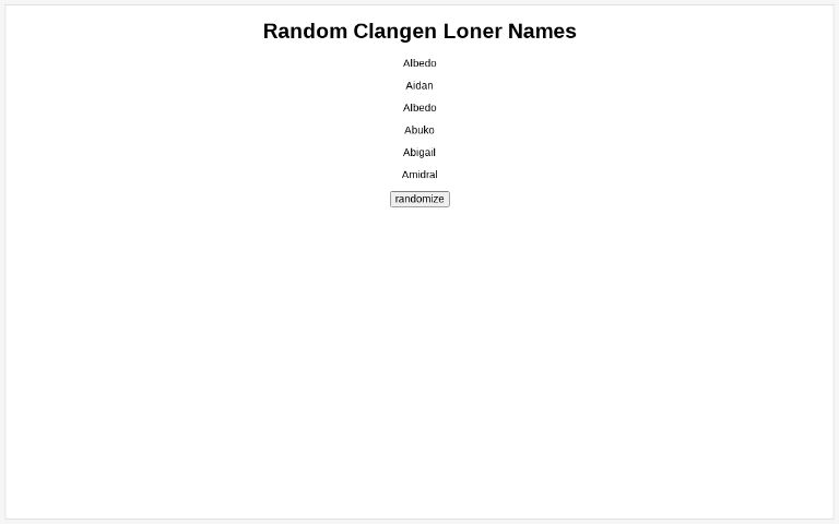 Random Clangen Loner Names ― Perchance Generator