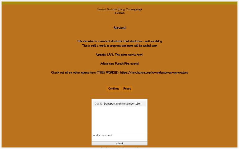 Thanksgiving Survival Simulator Update ― Perchance Generator