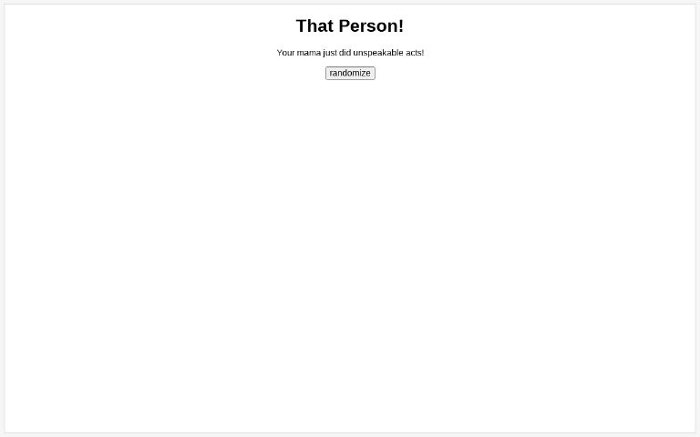 That Person! ― Perchance Generator