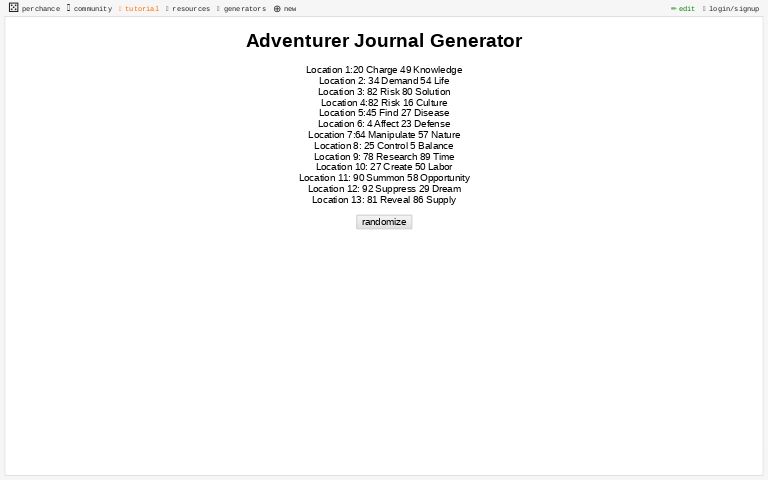 Adventurer Journal Generator