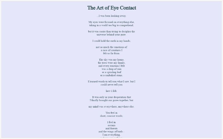 The Art of Eye Contact ― Perchance Generator