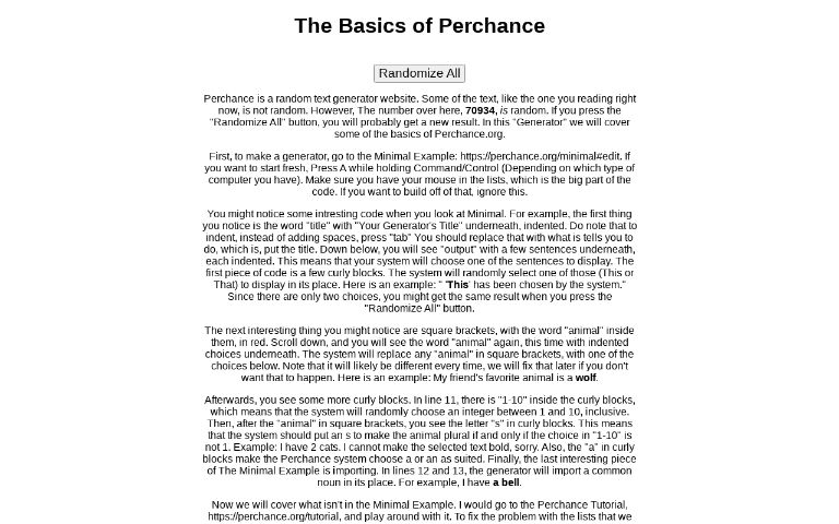 The Basics of Perchance ― Perchance Generator