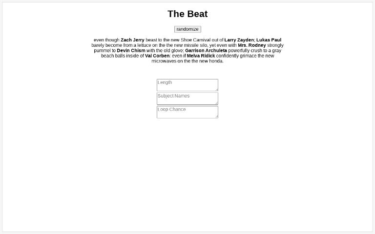 The Beat ― Perchance Generator