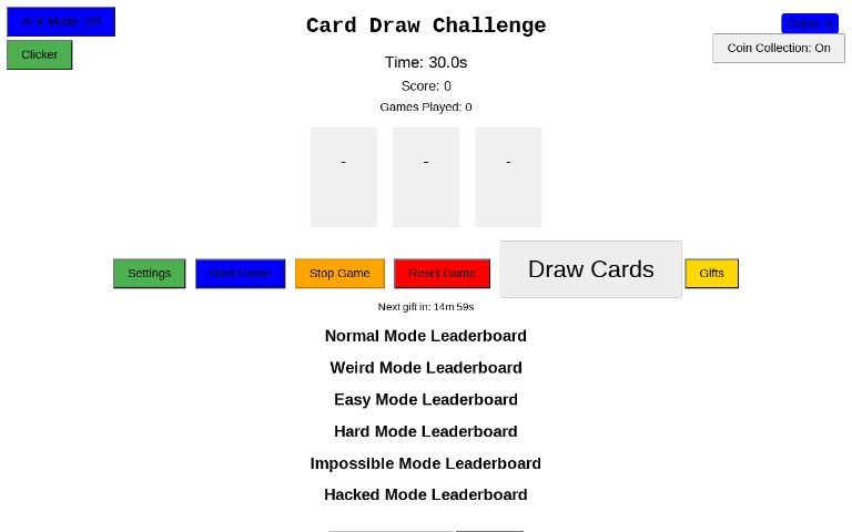 Card Draw Challenge ― Perchance Generator