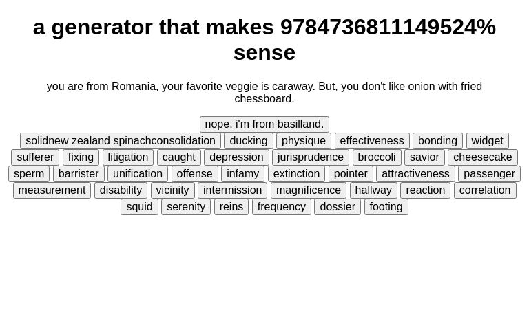a generator that makes 16534943522685664% sense