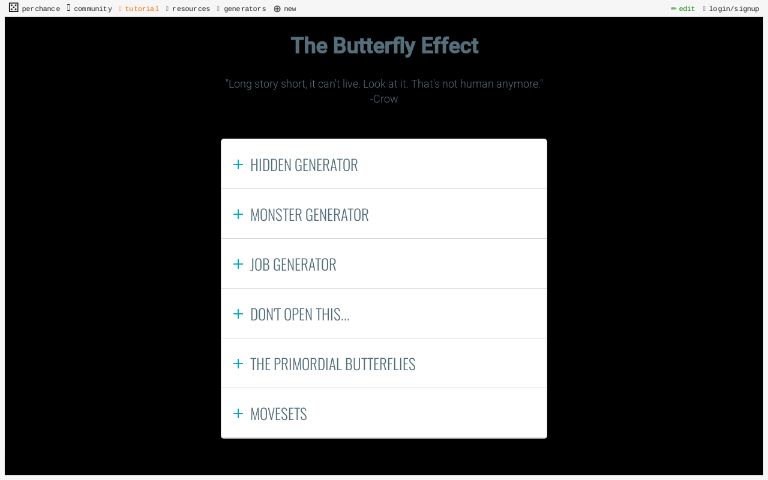 The Butterfly Effect ― Perchance Generator