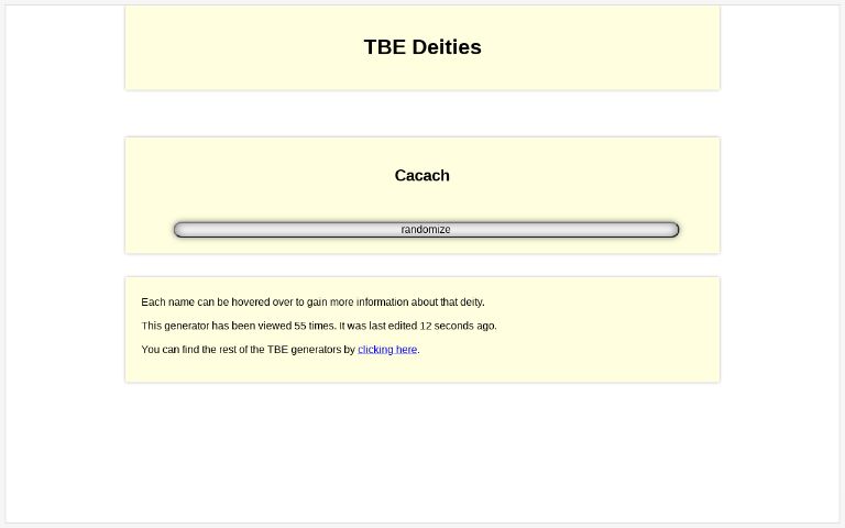 TBE Deities ― Perchance Generator