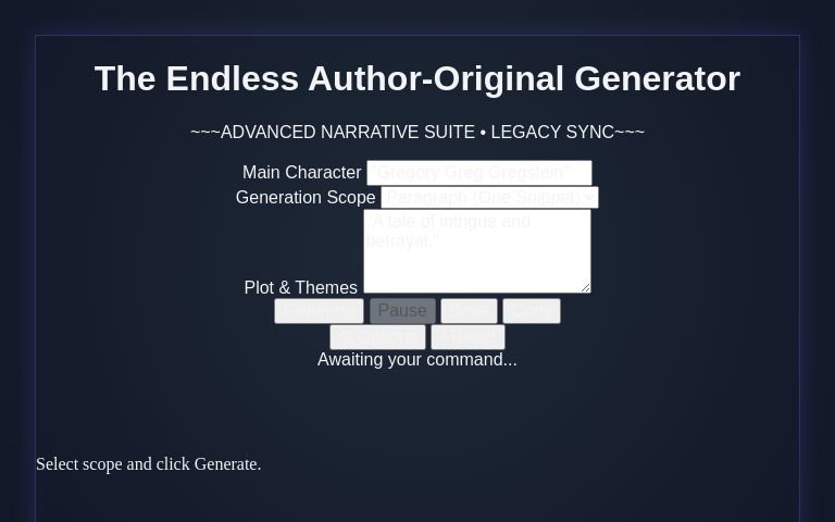 The Endless Author-Original Generator