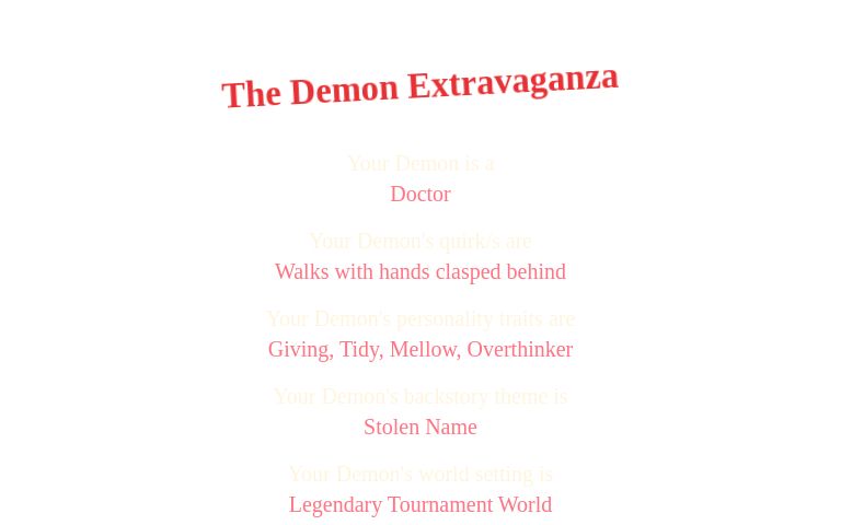 The Demon Extravaganza ― Perchance Generator
