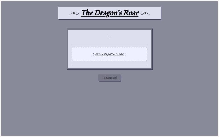 .∙• The Dragon's Roar •∙. ― Perchance Generator