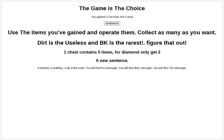 The Game is The Choice ― Perchance Generator