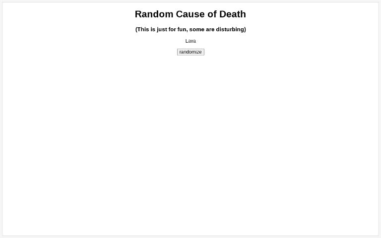 Random Cause of Death ― Perchance Generator