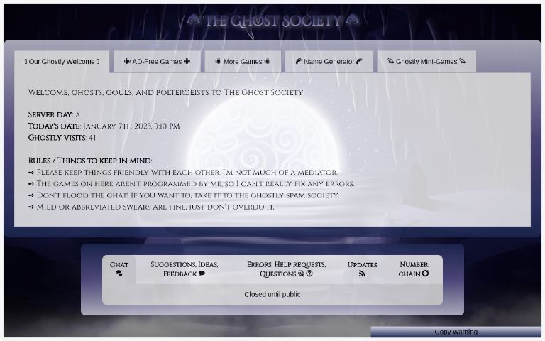 Ghost Society ― Perchance Generator