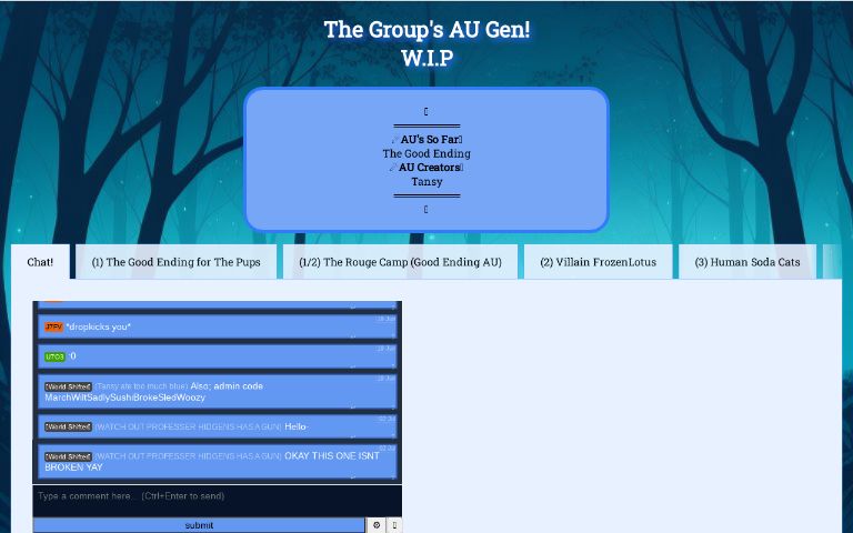 The Group's AU Gen!W.I.P ― Perchance Generator