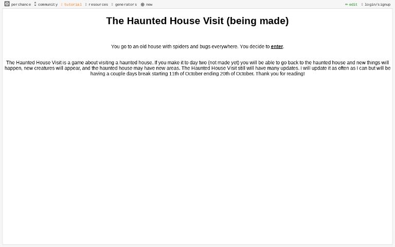 The Haunted House Visit (being made) ― Perchance Generator