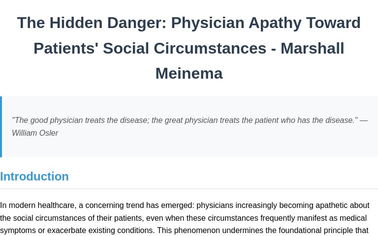 The Hidden Danger: Physician Apathy Toward Patients' Social ...