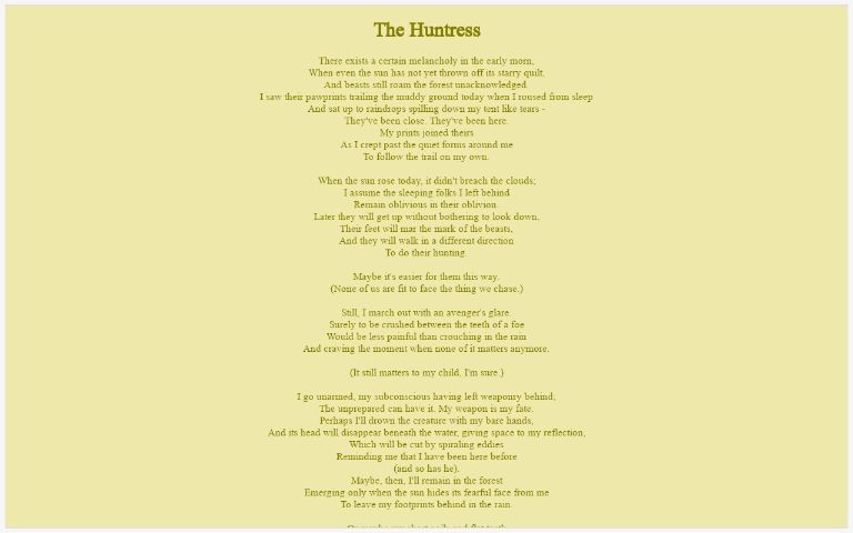 The Huntress ― Perchance Generator