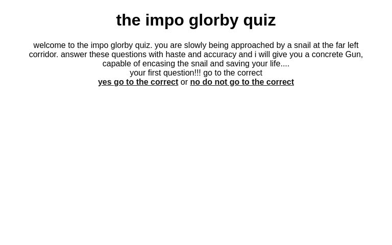 the impo glorby quiz ― Perchance Generator
