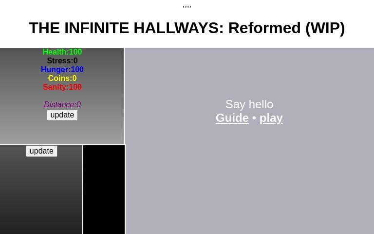 THE INFINITE HALLWAYS: Reformed (WIP) ― Perchance Generator