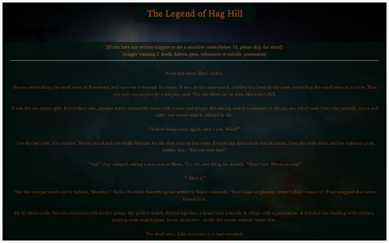 The Legend of Hag Hill ― Perchance Generator