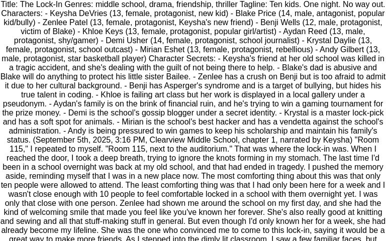 The Lock In ― Perchance Generator