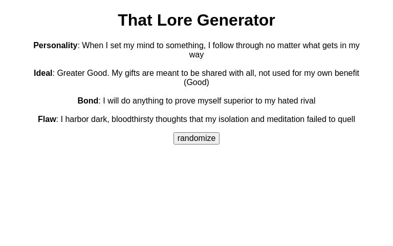 That Lore Generator