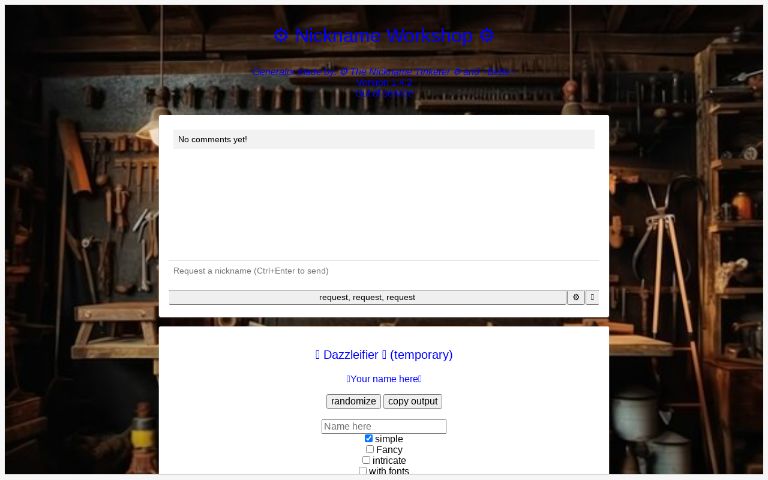 Nickname Workshop ― Perchance Generator