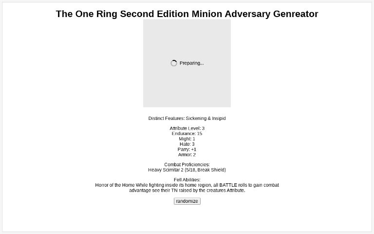 The One Ring Second Edition Minion Adversary Genreator ― Perchance ...